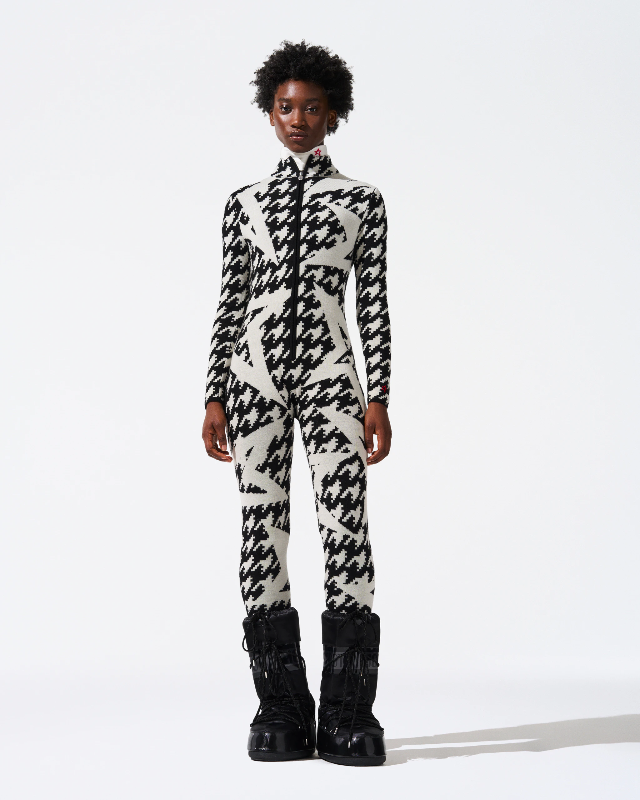 Houndstooth Star Merino Wool Jumpsuit | Perfect Moment